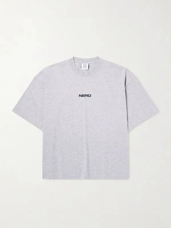 Vetements Nerd Embroidered Cotton-jersey T-shirt