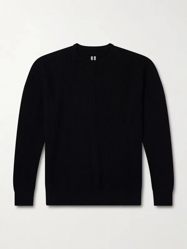 Rick Owens Jumbo Ribbed Virgin Wool Sweater - Black