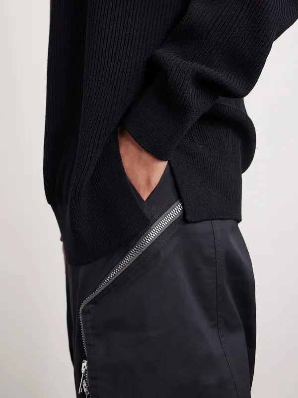 Rick Owens Jumbo Ribbed Virgin Wool Sweater - Black