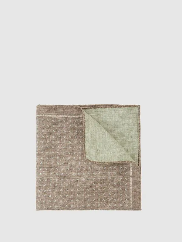 REISS Pier Silk Diamond-print Pocket Square - Light Brown