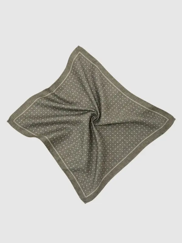 REISS Pier Silk Diamond-print Pocket Square - Sage Green