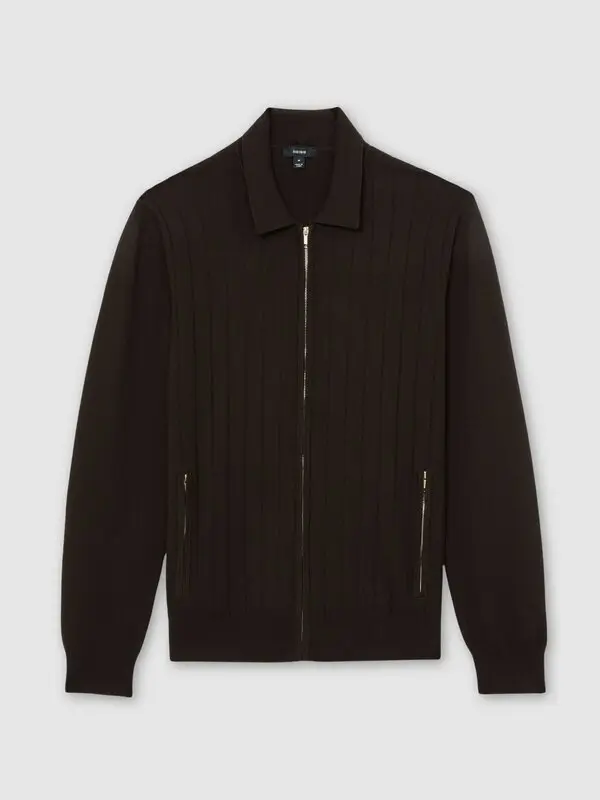 REISS Marsh Wide-rib Zip-through Cardigan