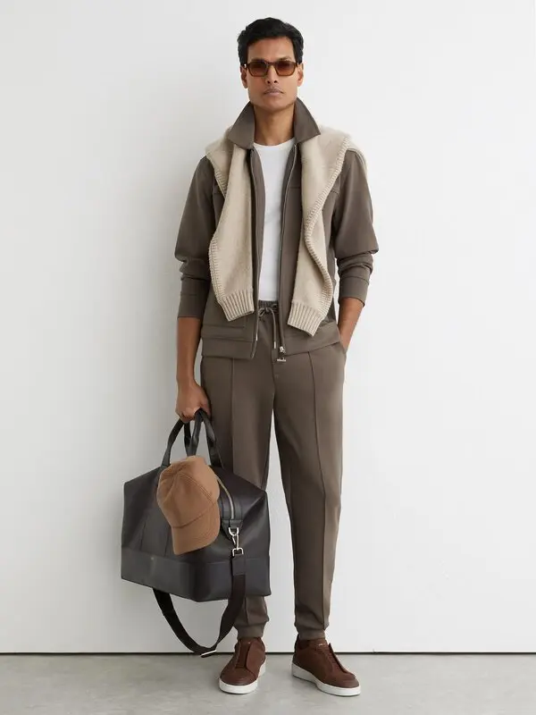 REISS Interlock Zip-through Overshirt - Light Brown