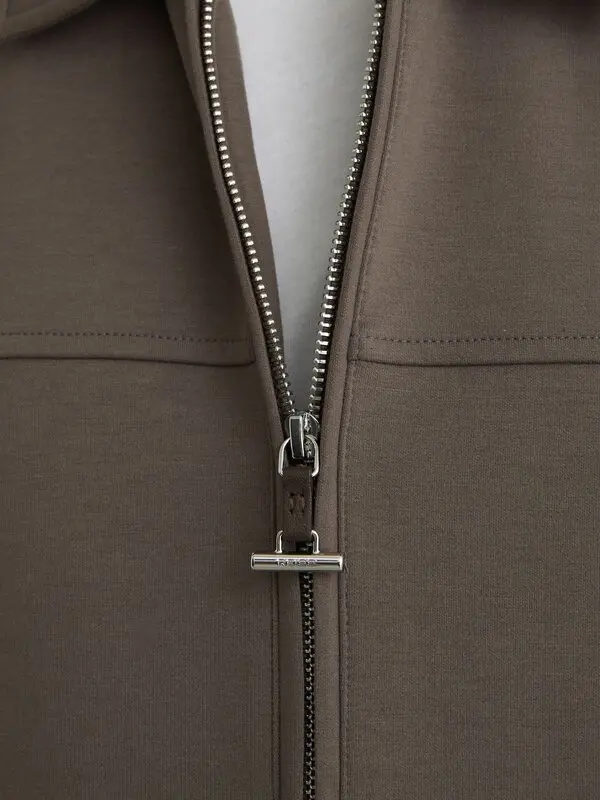 REISS Interlock Zip-through Overshirt - Light Brown