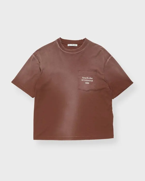 Acne Studios Short Sleeve Crewneck T-shirt With Chest Pocket - Chocolate