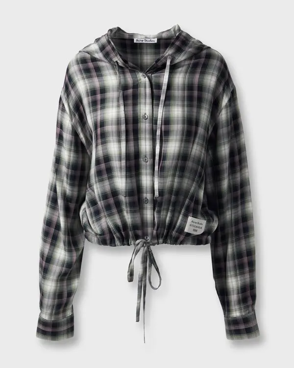 Acne Studios Hooded Check Shirt Jacket - Svart,grön
