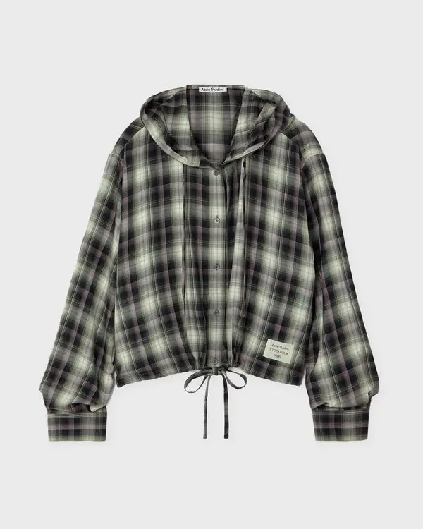Acne Studios Hooded Check Shirt Jacket - Svart,grön
