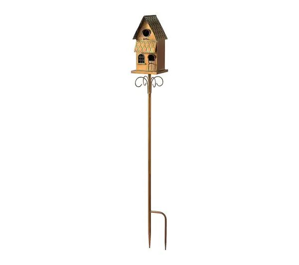 GLITZHOME 52h Faux Copper 2-tiered Distressed Birdhouse - One-color