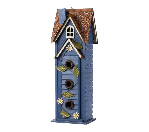 GLITZHOME 24'h Oversized 3-tiered Solid Wood Vi Lla Birdhouse - One-color