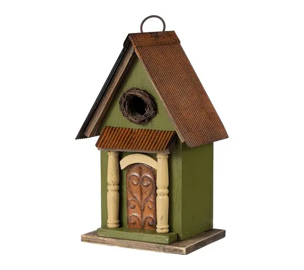 GLITZHOME 11.25'h Vintage Distressed Wood Decor Ative Birdhouse - One-color