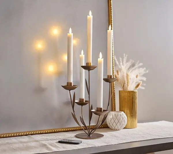 HOME REFLECTIONS As Is Metal Flower Candle Holder - One-color