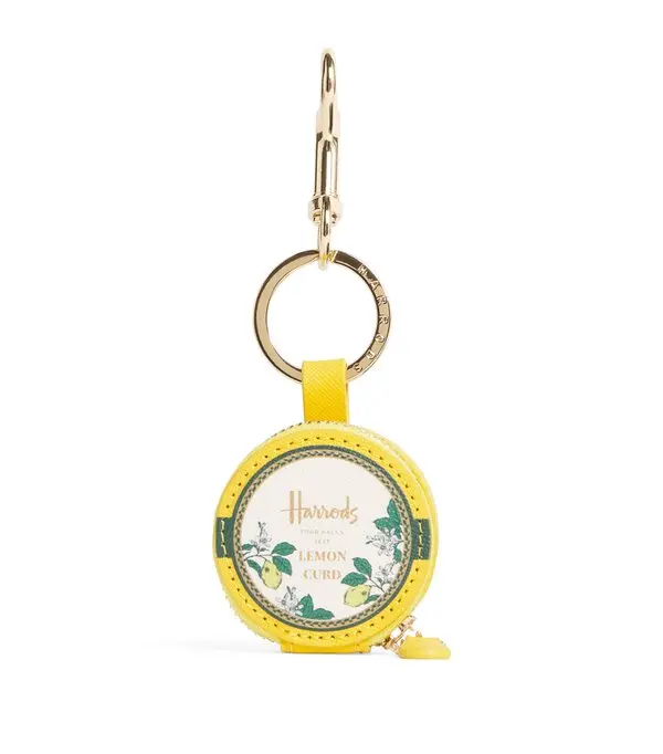 Harrods Leather Lemon Curd Pot Keyring - Yellow