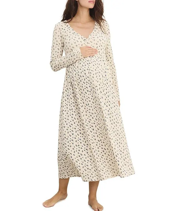 Hatch Collection Printed Waffle Nursing Dress