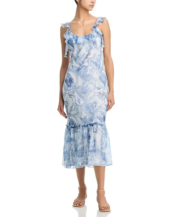 Aqua Seashell Toile Maxi Dress