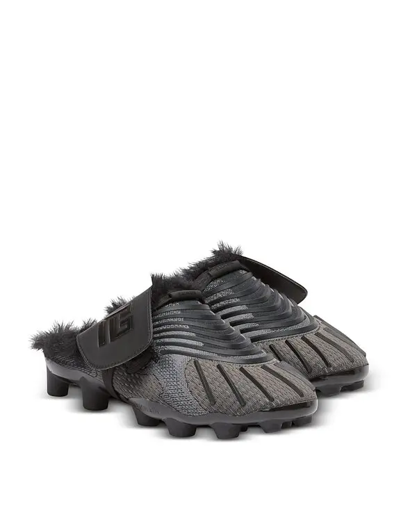Balmain Half Time Faux Fur-lined Mules - Black