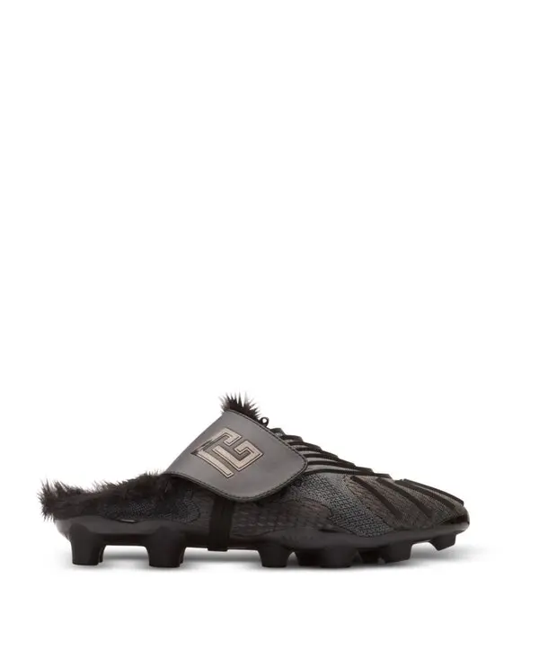 Balmain Half Time Faux Fur-lined Mules - Black