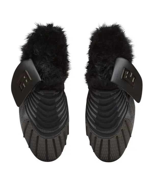 Balmain Half Time Faux Fur-lined Mules - Black