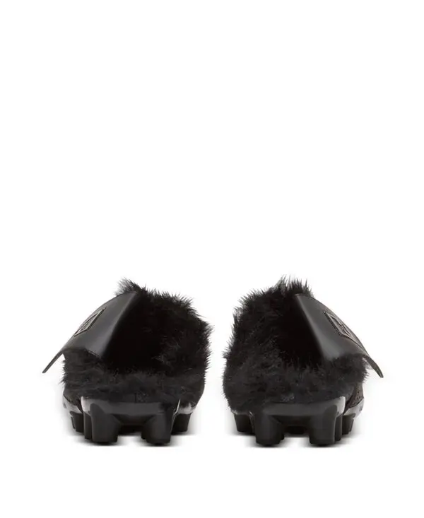 Balmain Half Time Faux Fur-lined Mules - Black