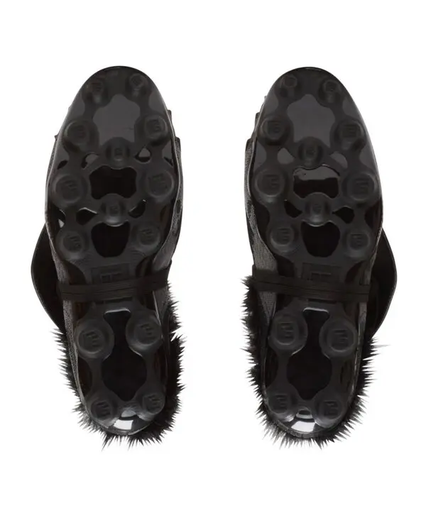 Balmain Half Time Faux Fur-lined Mules - Black