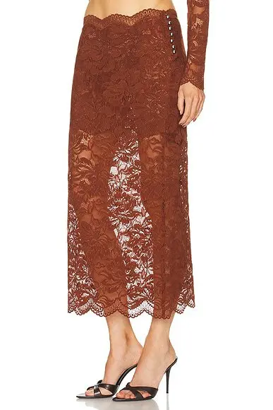 Rabanne Lace Midi Skirt - Cinnamon Brown