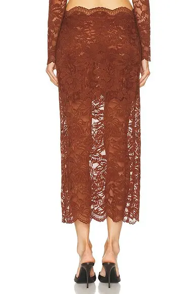 Rabanne Lace Midi Skirt - Cinnamon Brown