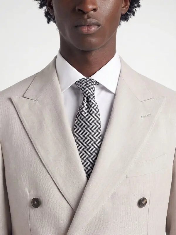 TOM FORD Prince Of Wales Houndstooth Tie - Silver