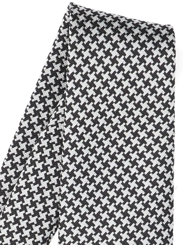 TOM FORD Prince Of Wales Houndstooth Tie - Silver