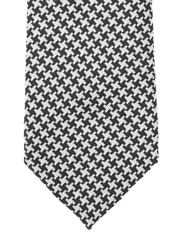 TOM FORD Prince Of Wales Houndstooth Tie - Silver