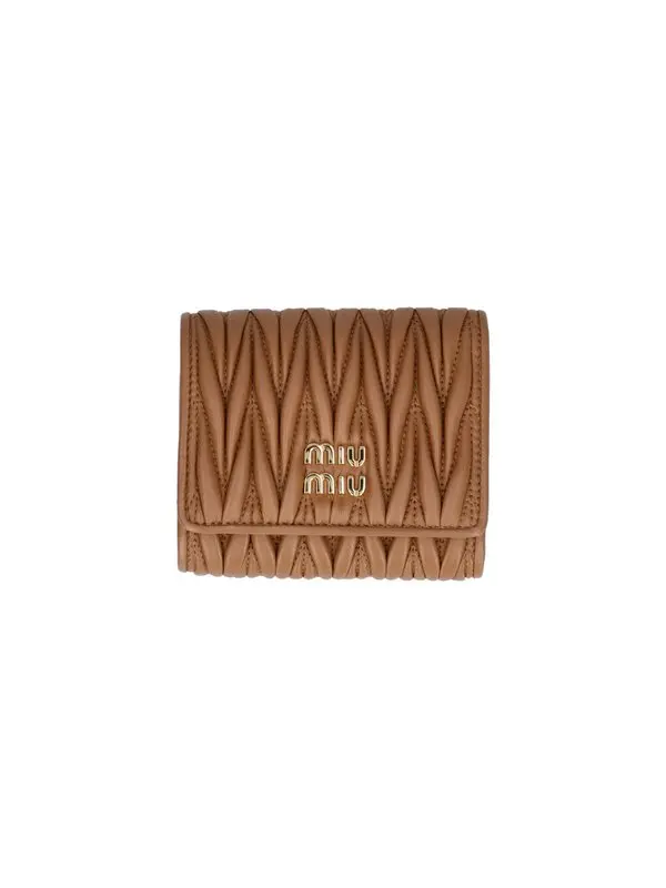 Miu Miu Matelassé Nappa Leather Wallet - Brown