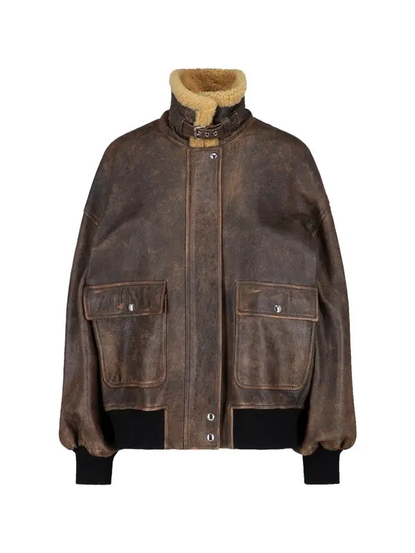 Khaite Sandor Aviator Jacket - Brown
