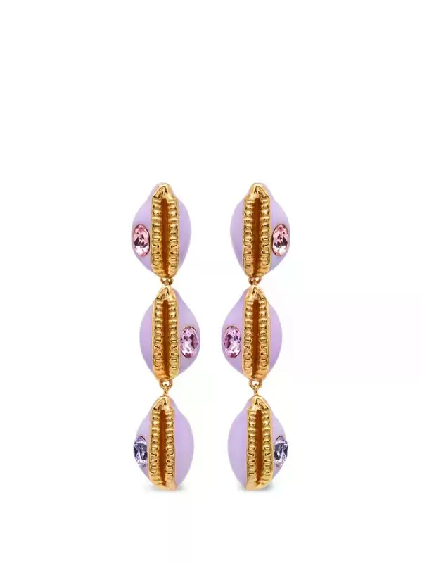Oscar De La Renta Shell Embellished Drop Earrings - Purple