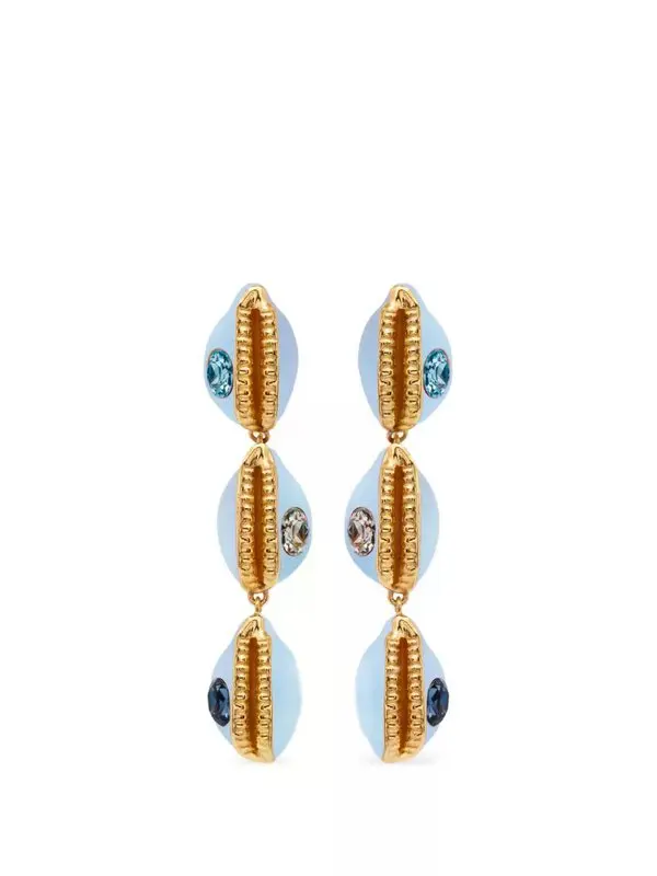 Oscar De La Renta Shell Crystal Drop Earrings - Blue