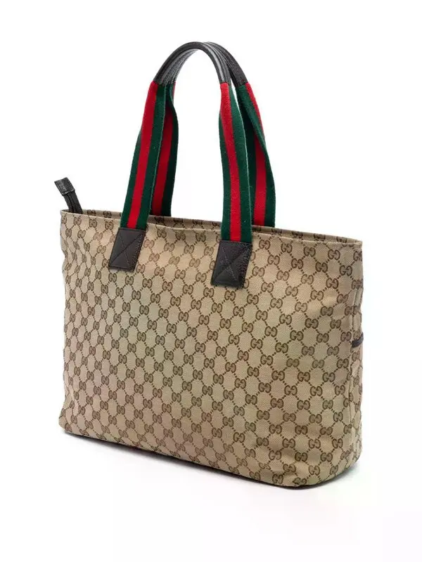 Gucci Gg Canvas Web Tote Bag - Brown