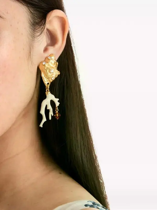 Oscar De La Renta Shell Drop Earrings - Gold