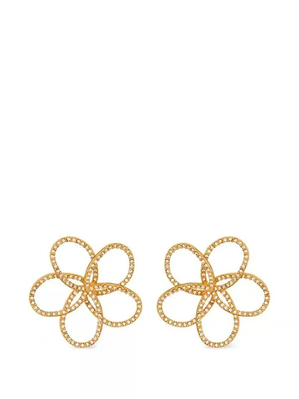 Oscar De La Renta Flower Embellished Earrings - Gold