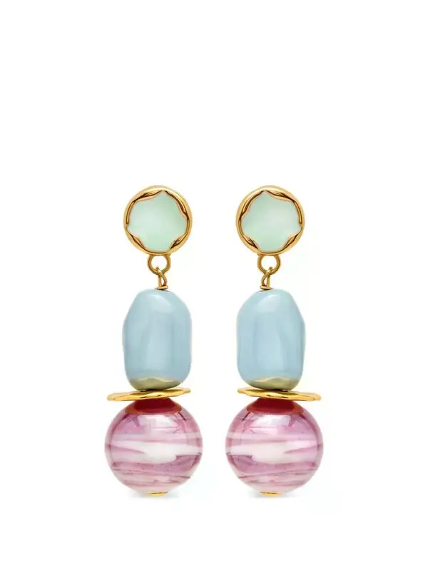 Oscar De La Renta Beaded Drop Earrings - Gold