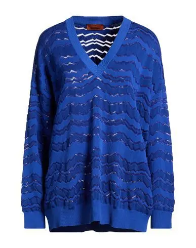 Missoni Knitted V-neck Long Sleeve Sweater - Blue