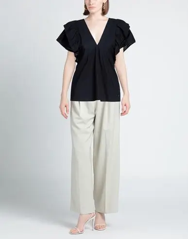 Tommy Hilfiger Cotton Poplin Top With Ruffles And Lace Trims - Blue