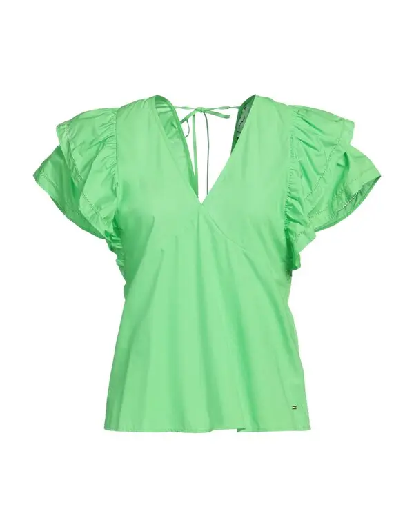 Tommy Hilfiger Ruched Poplin Top - Green