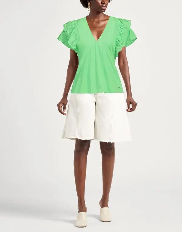 Tommy Hilfiger Ruched Poplin Top - Green