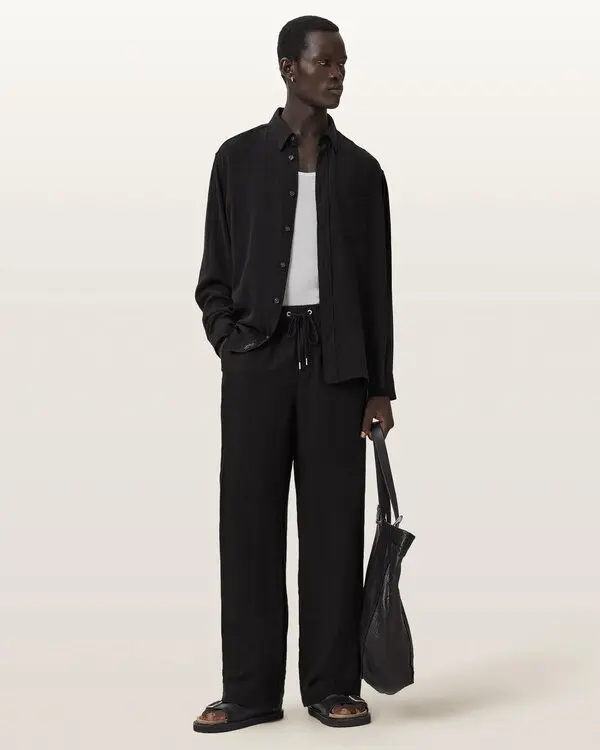 ALLSAINTS Carlyle Oversized Long Sleeve Shirt - Black
