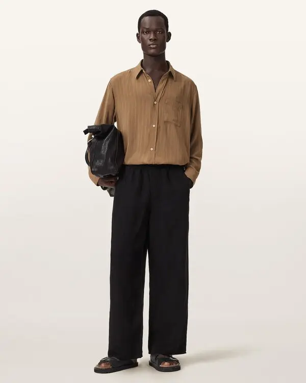 ALLSAINTS Carlyle Oversized Long Sleeve Shirt - Brown