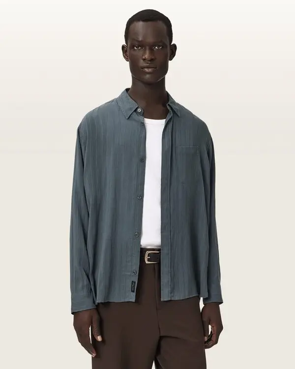 ALLSAINTS Carlyle Oversized Long Sleeve Shirt - Grey