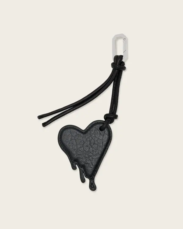 ALLSAINTS Drip Heart Leather Keyring - Black