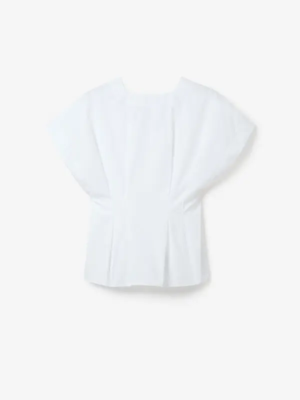 HOUSE OF DAGMAR Pleated V-neck Cap Sleeve Top - White