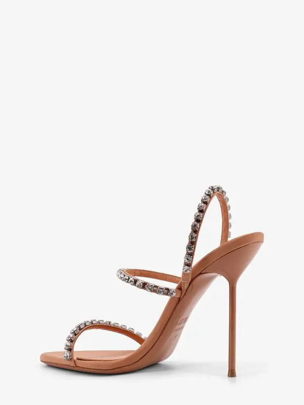 Paris Texas Lidia Satin Sandals With Crystal Detail - Beige