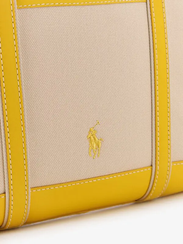 Polo Ralph Lauren Canvas Shoulder Bag With Embroidered Logo - Yellow