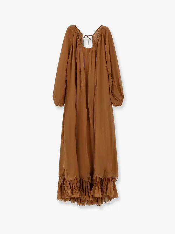 MES DEMOISELLES Crash Long Viscose Dress - Brown