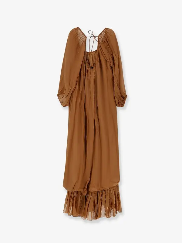 MES DEMOISELLES Crash Long Viscose Dress - Brown