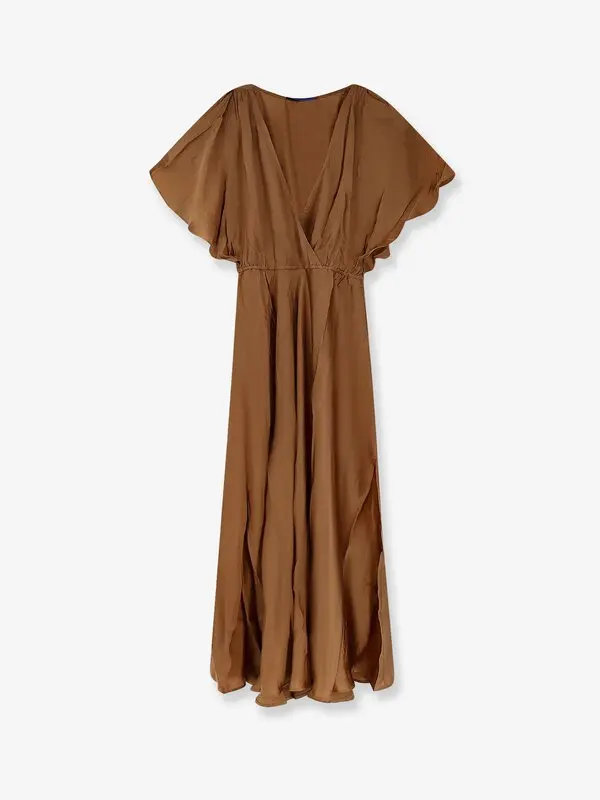 MES DEMOISELLES Cascais Long Viscose Dress - Brown